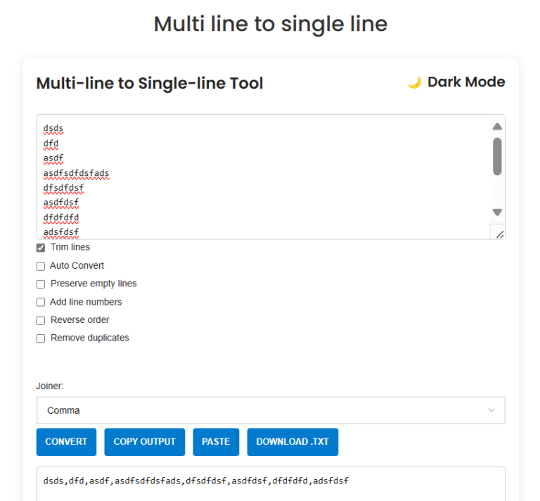 Multi line to single line | Eazytoolhub.com